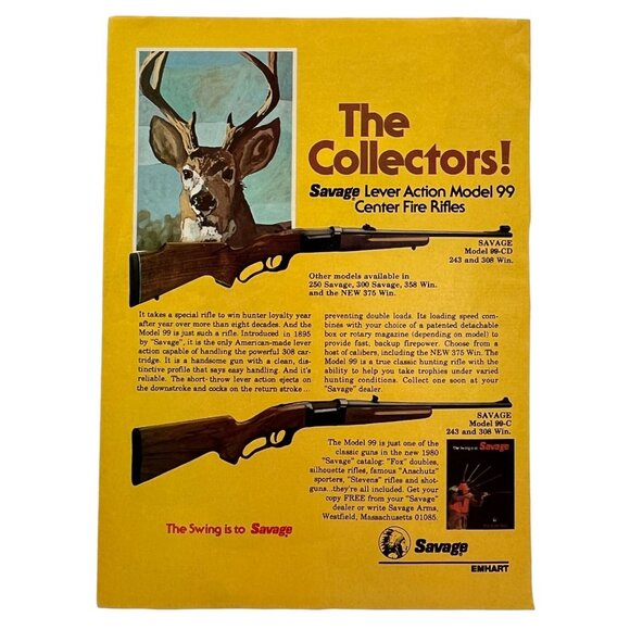 Art | Savage Guns Print Ad Vintage 198 Lever Action Model 99 Center ...
